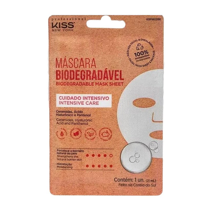 MÁSCARA FACIAL BIODEGRADÁVEL KISS NEW YORK MASK SHEET INTENSIVE CARE ...