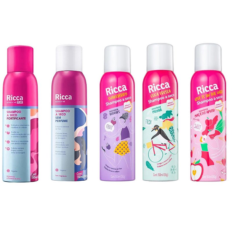 KIT SHAMPOO A SECO RICCA BELLIZ 150ML C/5 - Teruya - Cosméticos e Perfumaria