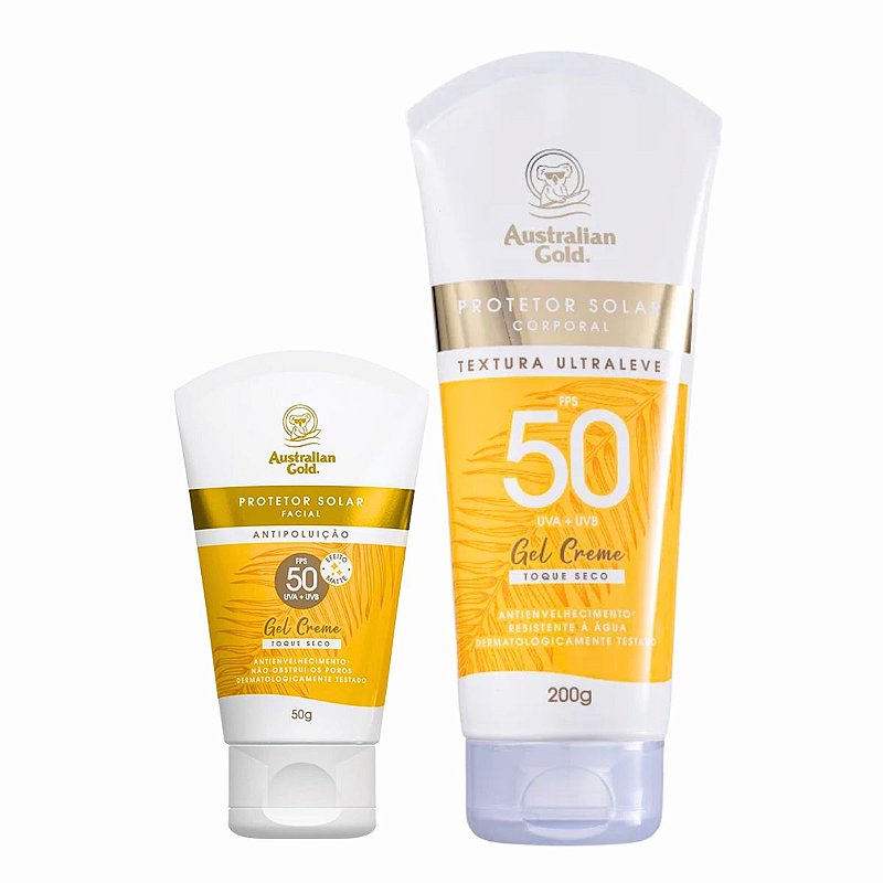 KIT AUSTRALIAN GOLD PROTETOR SOLAR FACIAL + CORPORAL FPS50 - Teruya ...