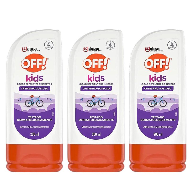 Kit Loção Repelente de Insetos Johnson Off! Kids Com 3 200ml - Teruya ...