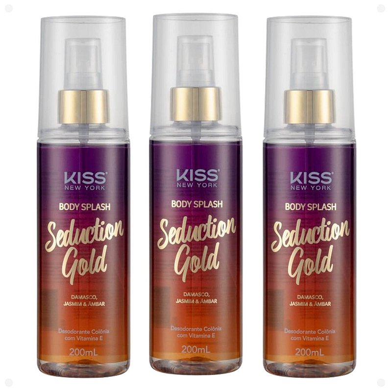 Kit Body Splash Kiss New York Seduction Gold BS06B Com 3 200ml - Teruya ...