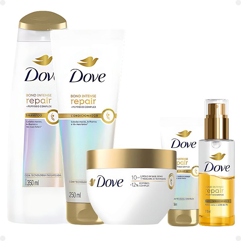 Kit Dove Bond Intense Repair Completo: Shampoo 350ml, Condicionador ...