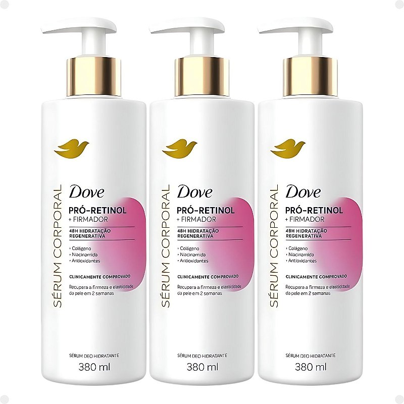 Kit Dove Pró-Retinol + Firmador: 3 Sérum Corporal Hidratante 380ml ...