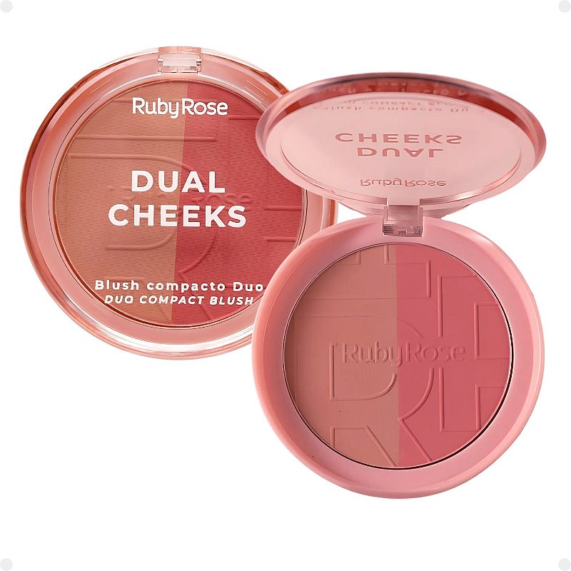 Blush Compacto Duo Ruby Rose Dual Cheeks Champagne e Peach Hb-m03-1 ...