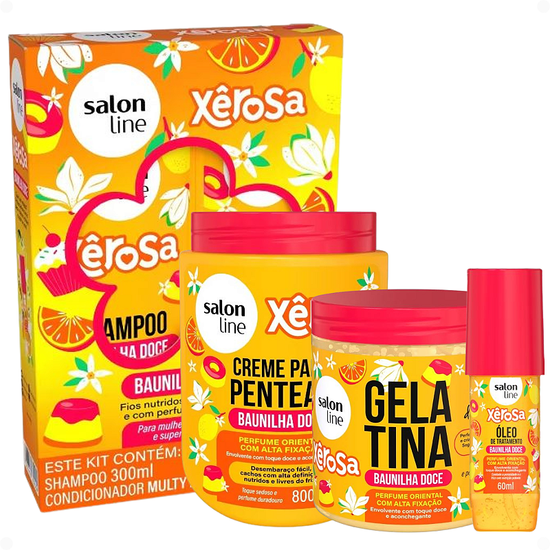Kit Salon Line Xêrosa Baunilha Doce: Shampoo, Condicionador, Creme Para ...
