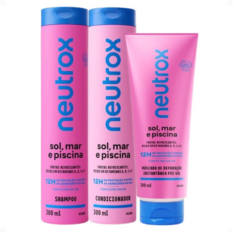 Kit Neutrox Sol, Mar e Piscina: Shampoo, Condicionador 300ml e Máscara ...