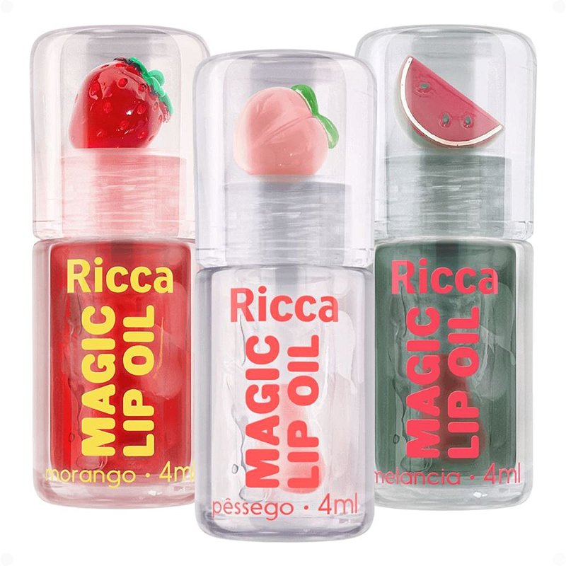 Kit Ricca Magic Lip Oil: Morango, Melancia e Pessego - Teruya ...