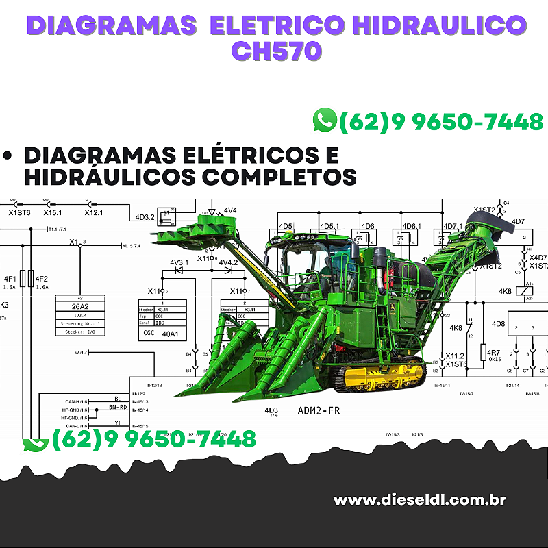 Diagramas Elétricos e Hydráulicos Colhedora de cana CH570 CH670 JOHN ...