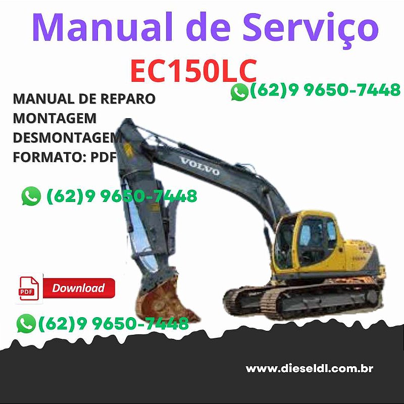 Manual Completo de Oficina Volvo EC150LC – Escavadeira Hidráulica em ...