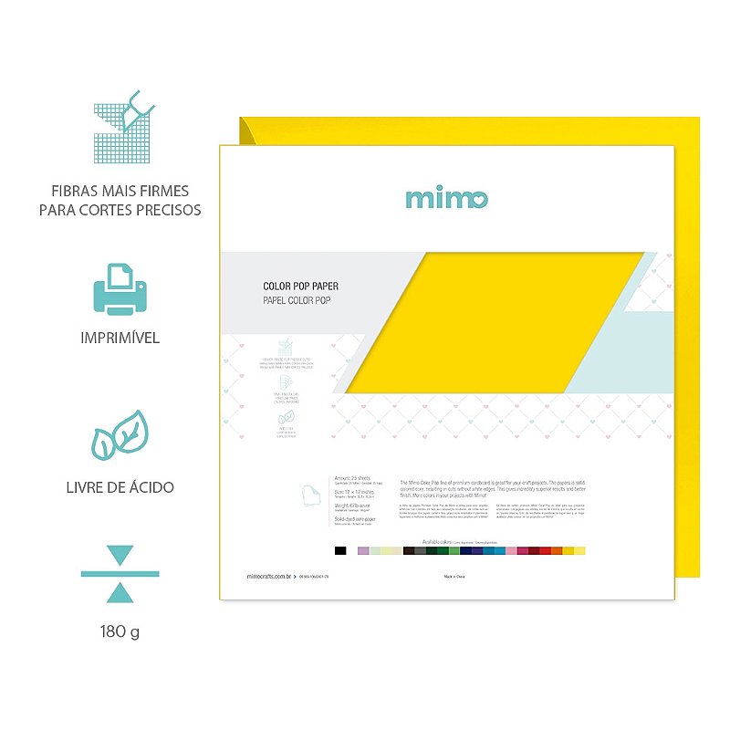 PAPEL COLOR POP AMARELO SOL MIMO - 30,5 X 30,5 25F - Papelaria América ...