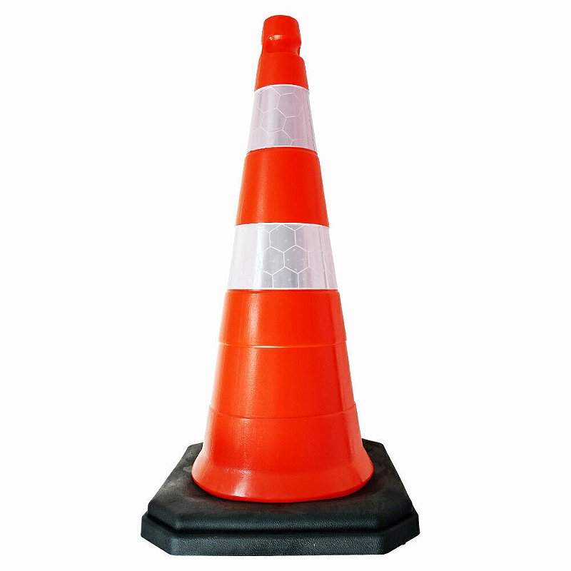 Cone para sinalização de obras com base de borracha 75 cm - Sinal ...