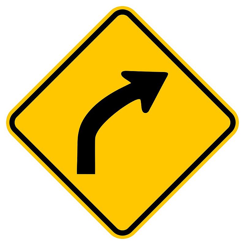 Placa curva à direita A-2b - Sinal Center - Empresa de Sinalização