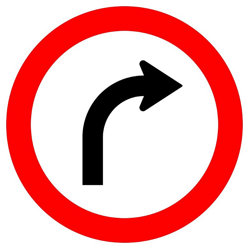 Placa vire à direita R-25b - Sinal Center - Empresa de Sinalização