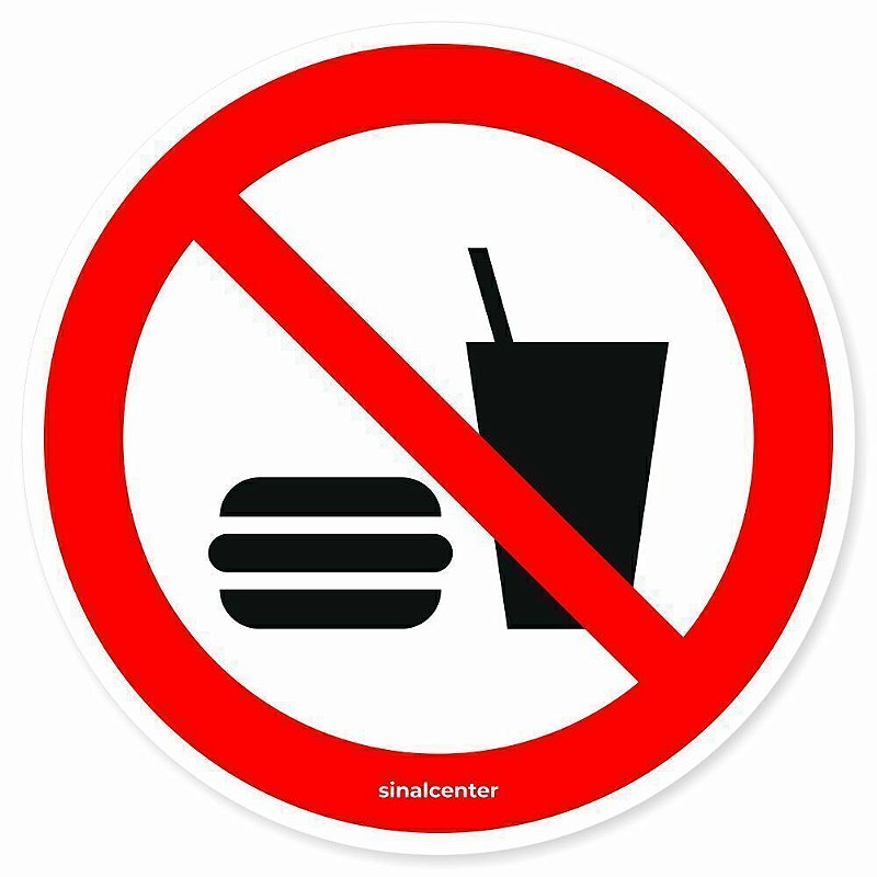 Adesivo de segurança proibido comer ou beber (10 un.) - Sinal Center ...