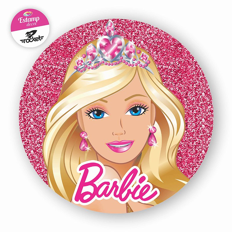 Paindel Festa BARBIE redondo em Tecido Premium 3D !! - Estamp Decor