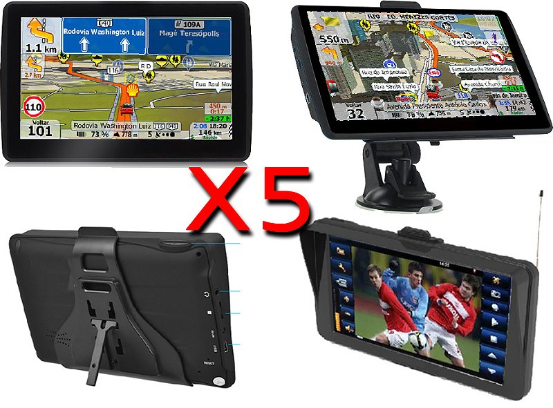 Kit 5 GPS para Caminhões 7.0 GA-TV700 Windows CE 6.0 256MB RAM + 8GB ...