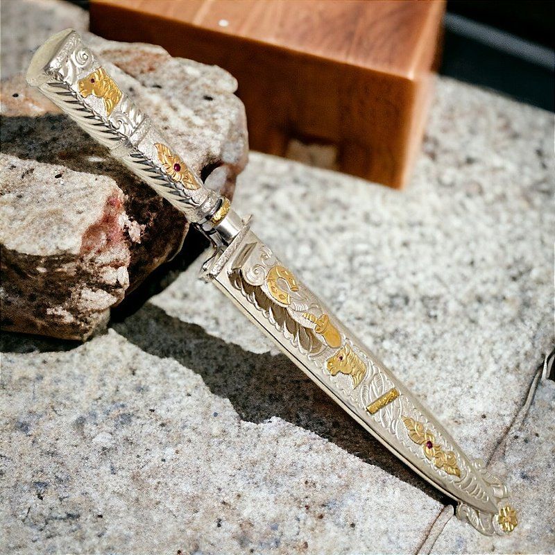 Faca Solingen Guazubira Prata 600 Ouro 12k - Elegância e Durabilidade ...