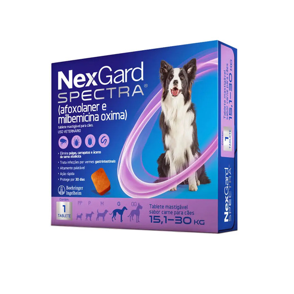 Nexgard Spectra 15,1 A 30 Kg 4,00g 1 Cp - Casa da Ração Nexgard Spectra 15,1 A 30 Kg 4,00g 1 Cp - Casa da Ração