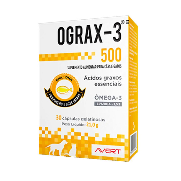 Ograx 3 500mg 30 cápsulas - Dudu e Edu Pet Store