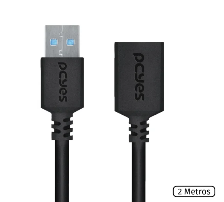 Cabo Extensor USB 3.0 Pcyes 2 Metros | 5Gbps SuperSpeed Macho x Fêmea ...