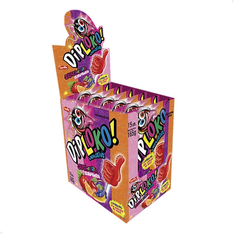 Pirulito Diploko Explosive Salada de Frutas 11g - Danilla 15 Unidades ...