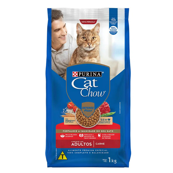 Ração Cat Chow Adultos Carne 1 kg - Império Rações