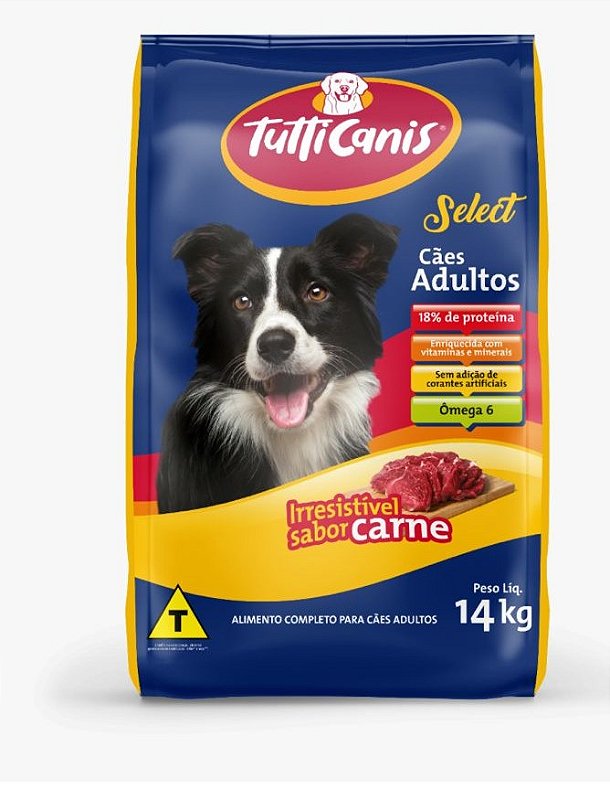 Ração Tutticanis Select Cães Adultos Carne 14kg - Império Rações