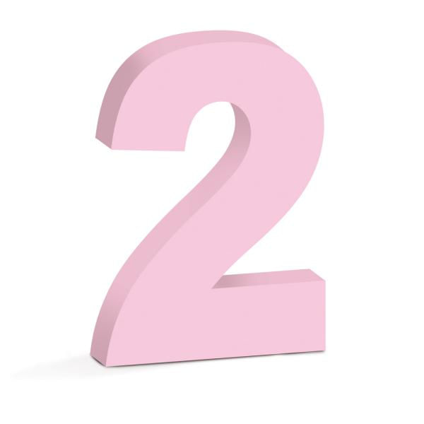 Número Decorativo de Madeira Nº 2 Rosa Claro 15 cm - 1 Un - Festas da ...