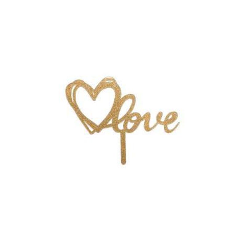 Topo Grande Love Coração Dourado - Festas da 25 - Tudo em Artigos de Festa