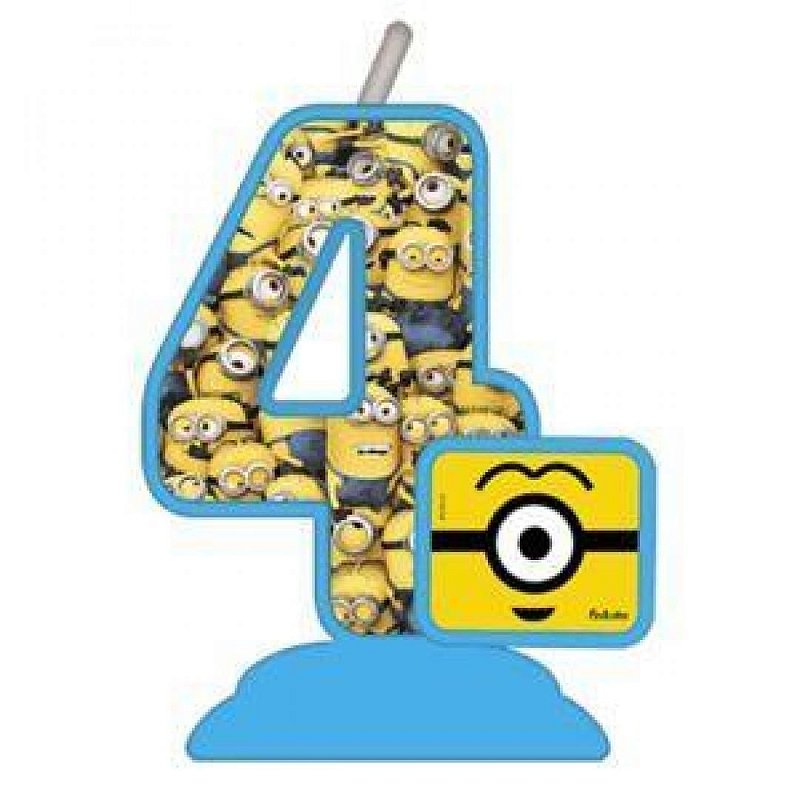 Vela Temática Minions Número 4 - Festcolor - 1Un - Festas da 25 - Tudo ...