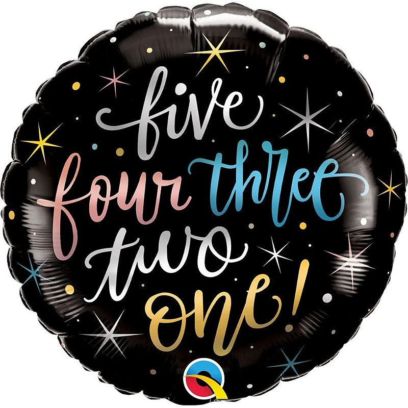 Balão Qualatex 18" - Redondo - Five Four Three Two One! - Embalagens da 25 - A maior variedade ...