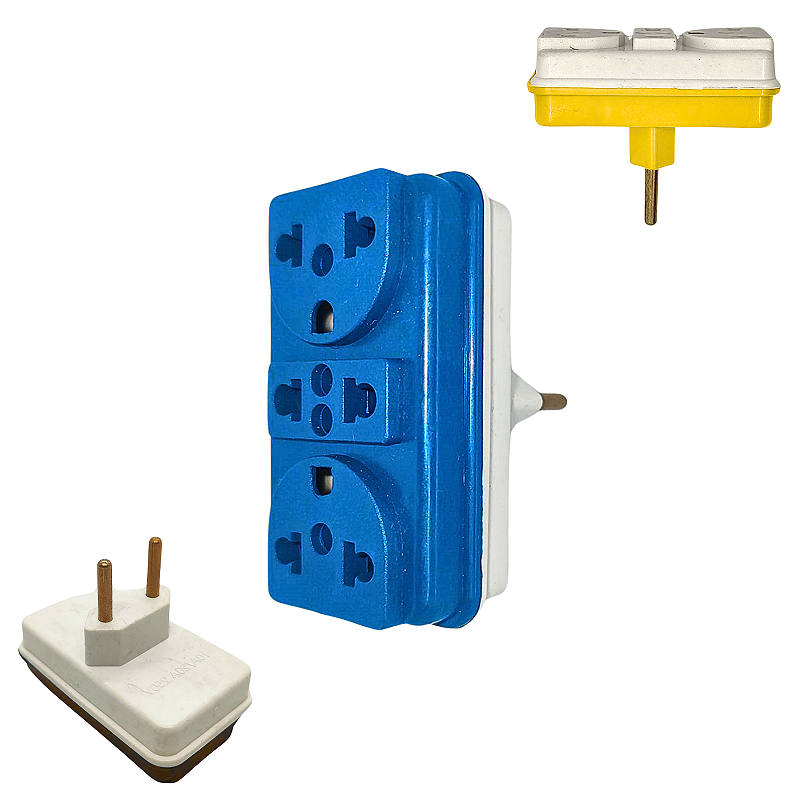 Adaptador de Tomada Benjamim T com 3 Entradas, 10A/20A, Até 250V ...
