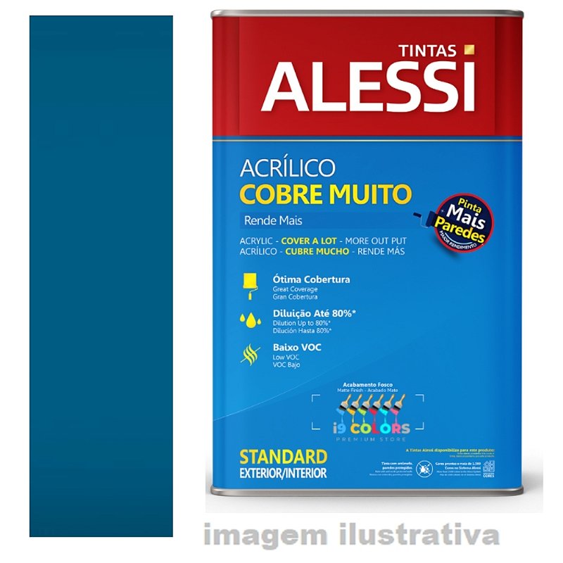 Tinta Acrílica Alessi Cobre Muito 18 litros - Azul Profundo Fosco - i9 ...