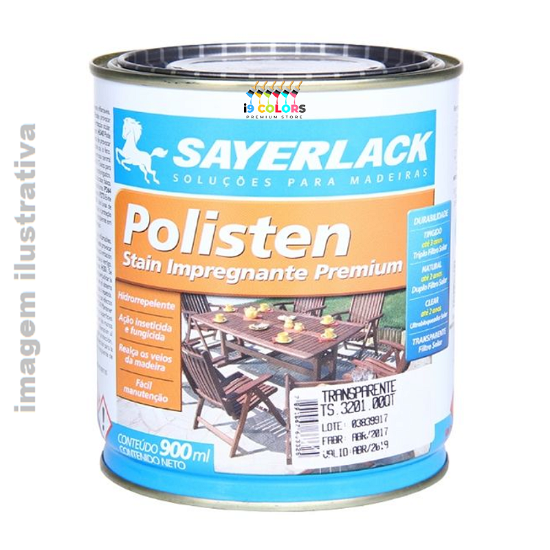 Stain Sayerlack Polisten 0,9 litro - Nogueira - i9 Colors Premium Store
