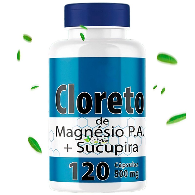 Cloreto de Magnésio P.A. com Sucupira 120 Cápsulas - 500 MG - Casa das Ervas Medicinais
