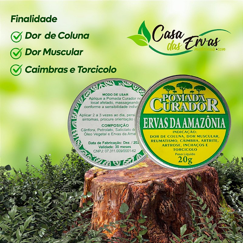 Pomada Ervas da Amazônia Curador - 20g - Casa das Ervas Medicinais