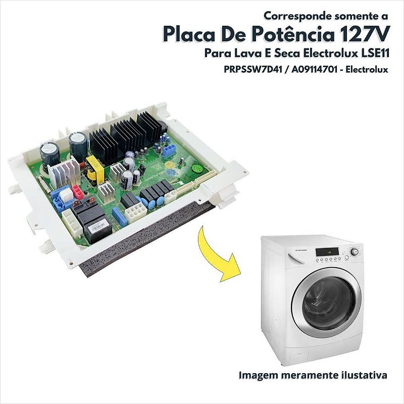 Placa de Potência 127V p/ Lava e Seca Electrolux LSE11 - Controle Total da Lavadora - RS Loja ...
