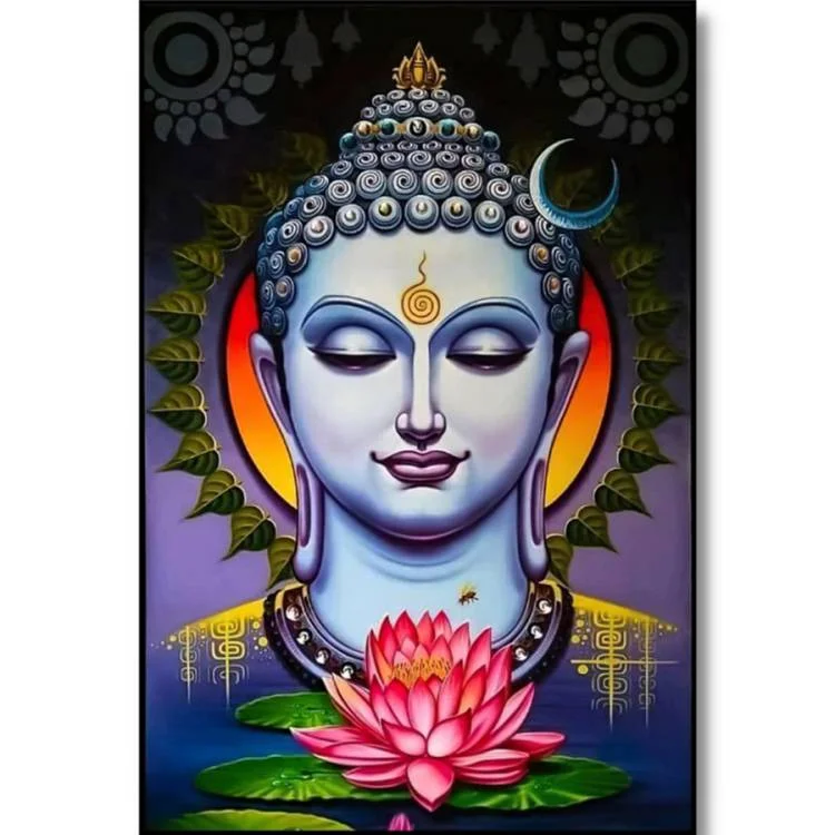 Quadro Buda na Flor de Lótus de Parede (29cm) - Relaxar e Meditar