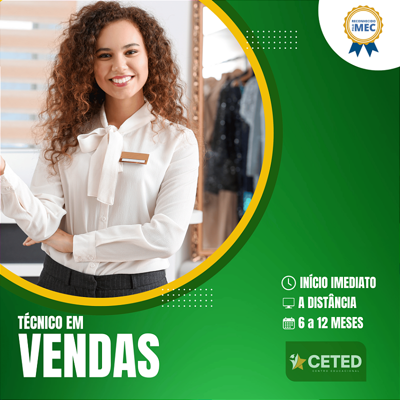 Técnico em Vendas EAD | Curso Rápido e Reconhecido CETED - Ceted ...