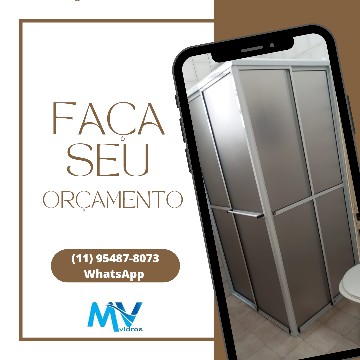 Box para Banheiro de Acrílico (Canto) - 0,80 x 0,90 x 1,90 altura - MV ...