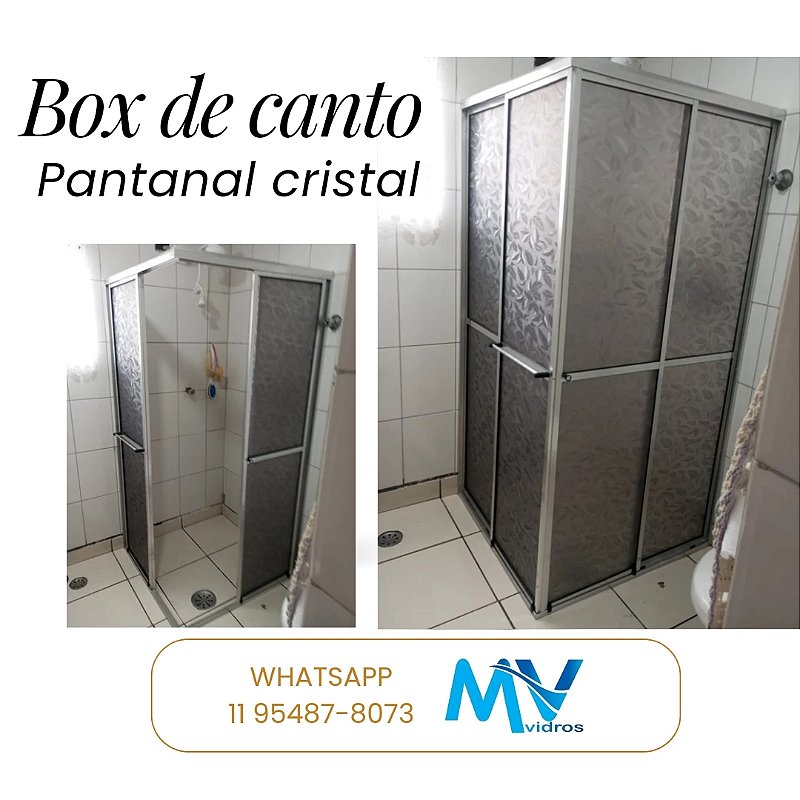 Box para Banheiro de Acrílico (Canto) - 1,00 x 0,90 x 1,90 altura - MV ...