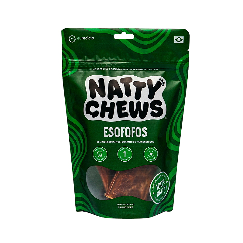 Mordedor Esofofos - Esôfago Bovino 5und - Natty Chews - Treats Pet Store
