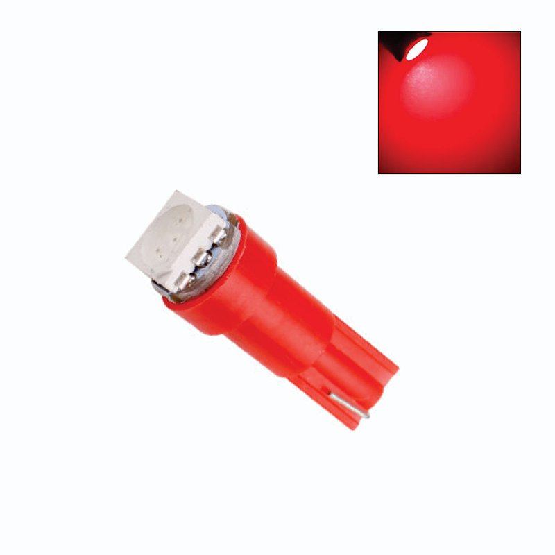 Lâmpada LED T5 1 Led SMD 12v Vermelha - LUXBEAM - ILUMINAÇÃO AUTOMOTIVA