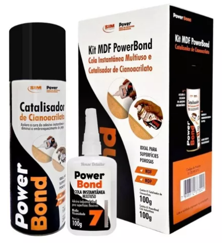 Kit MDF Cola Bonder 100gr / Catalisador 100Gr Power Bond - Solid Brasil