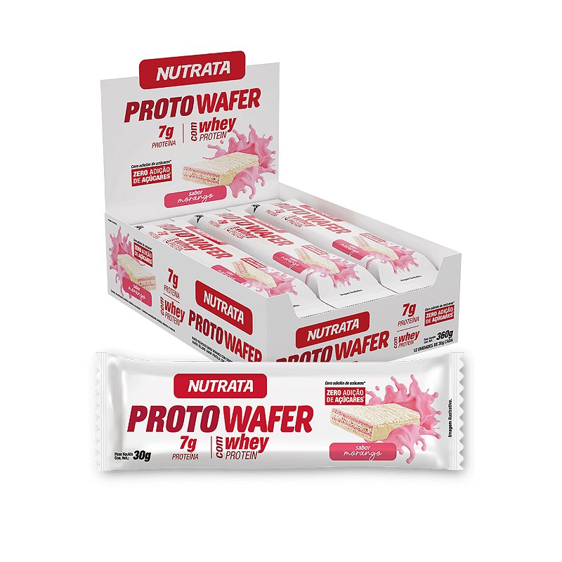 Proto Wafer Morango 12 X 30G - NUTRATA - Distribuidora Vida Em Equilíbrio