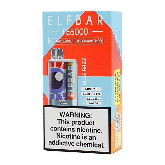 Elfbar TE6000 Puffs Blue Razz Ice - Vapor Club Brasil
