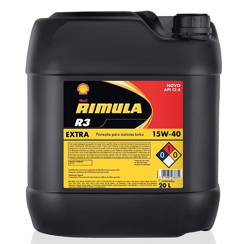 OLEO SHELL RIMULA R3 EXTRA 15W40 CI-4 FR 20L - Rei dos Trucks