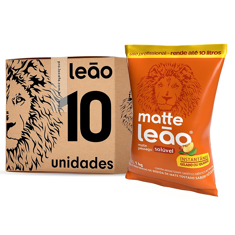 Chá Leão Solúvel Mate com Pêssego - Caixa com 10Kg - Locafé Profissional