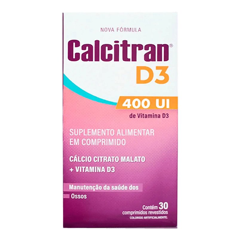 Suplemento Alimentar Calcitran D3 400UI FQM 30 Comprimidos - DROGSTAR