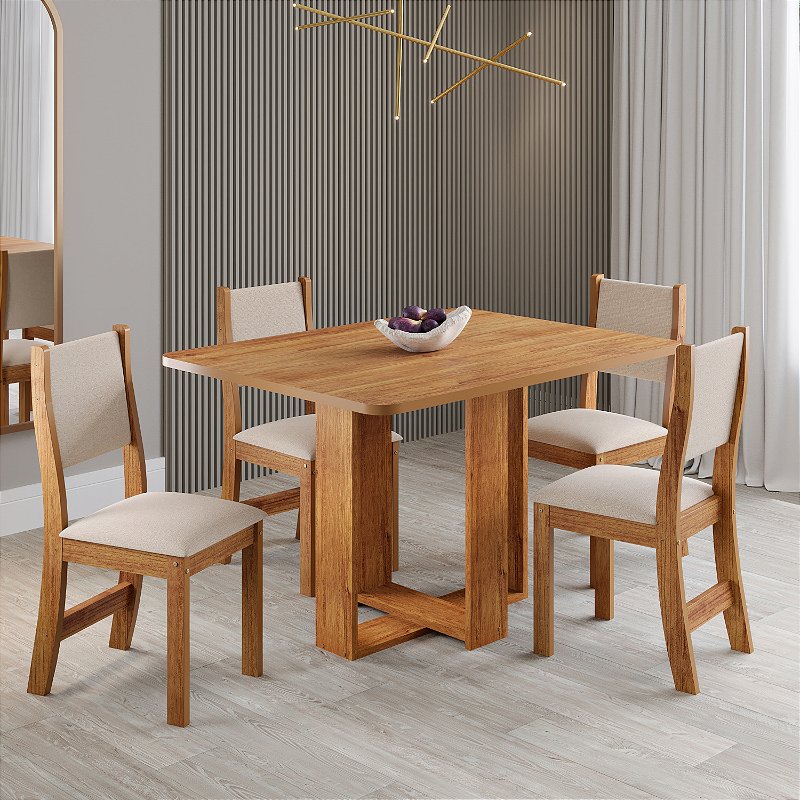 Mesa de Jantar Viero Havana 1.20m 4 Cadeiras Sol | Bruno Eletromóveis - SITE - Bruno Eletromóveis